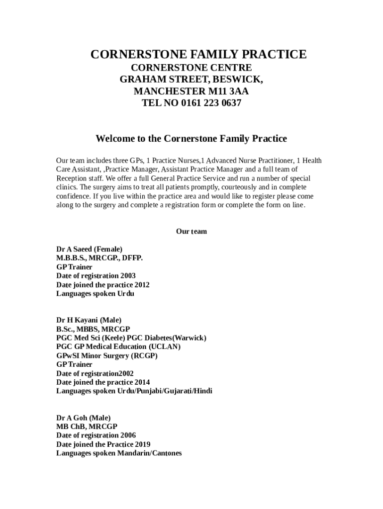 Cornerstone Family Practice - Ination about the doctors ... Doc ...