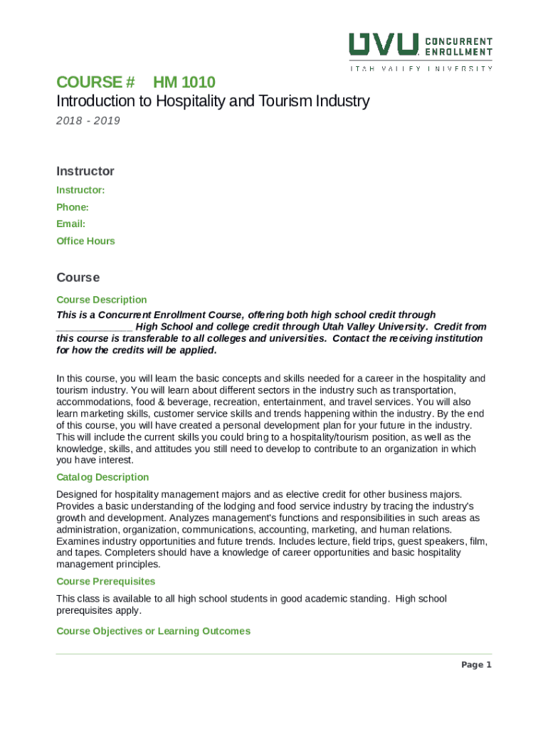 COURSE #HM 1010 Doc Template | pdfFiller