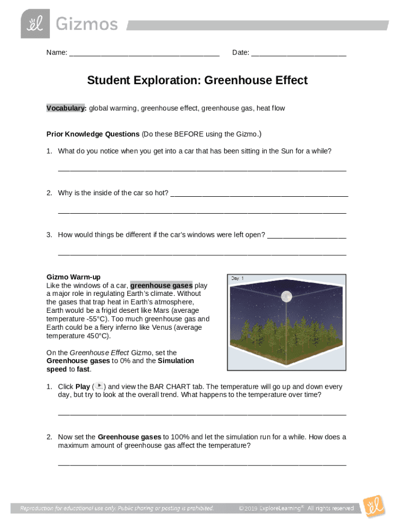 Copy of 02 - Greenhouse Effect - Gizmo - Name: Date Doc Template ...