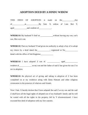 Adoption Deed in case of ParentsAgreementsLaw Library Doc Template ...