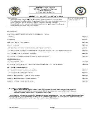 Fillable Online MEDICAL APPRECIATION FORM Fax Email Print - pdfFiller
