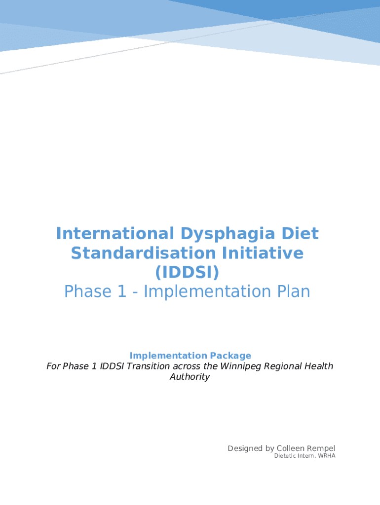 IDDSI - Implementation Plan and Package: Phase 1 Doc Template | pdfFiller