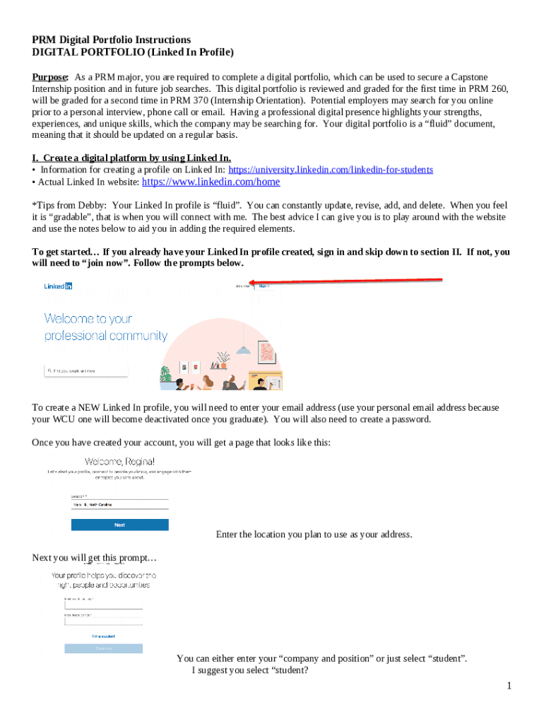 Digital Portfolios: A Link to Your Professional Identity Doc Template | pdfFiller