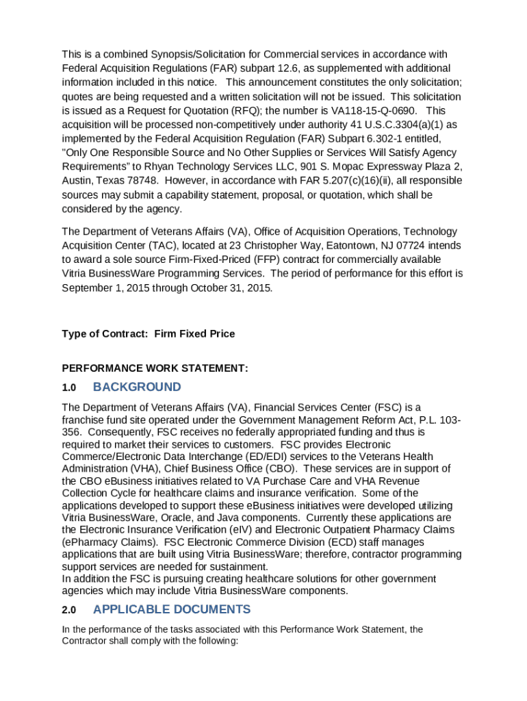 2.0 applicable documents - VA Vendor Portal Doc Template | pdfFiller