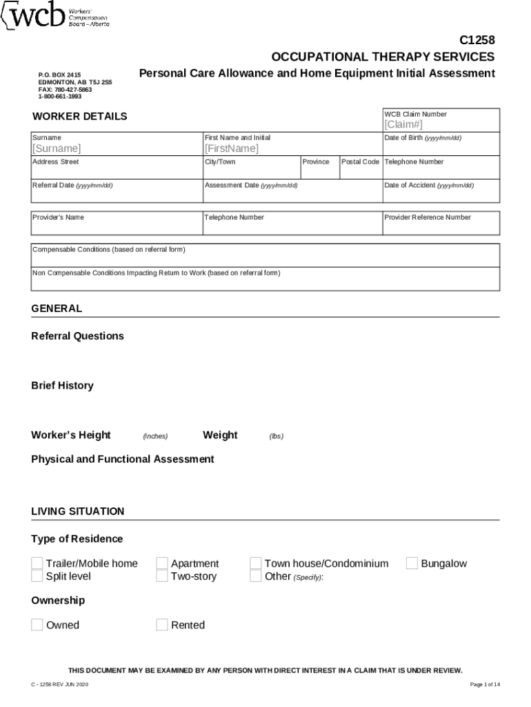 Injury Report Instructions - wcb ab Doc Template | pdfFiller