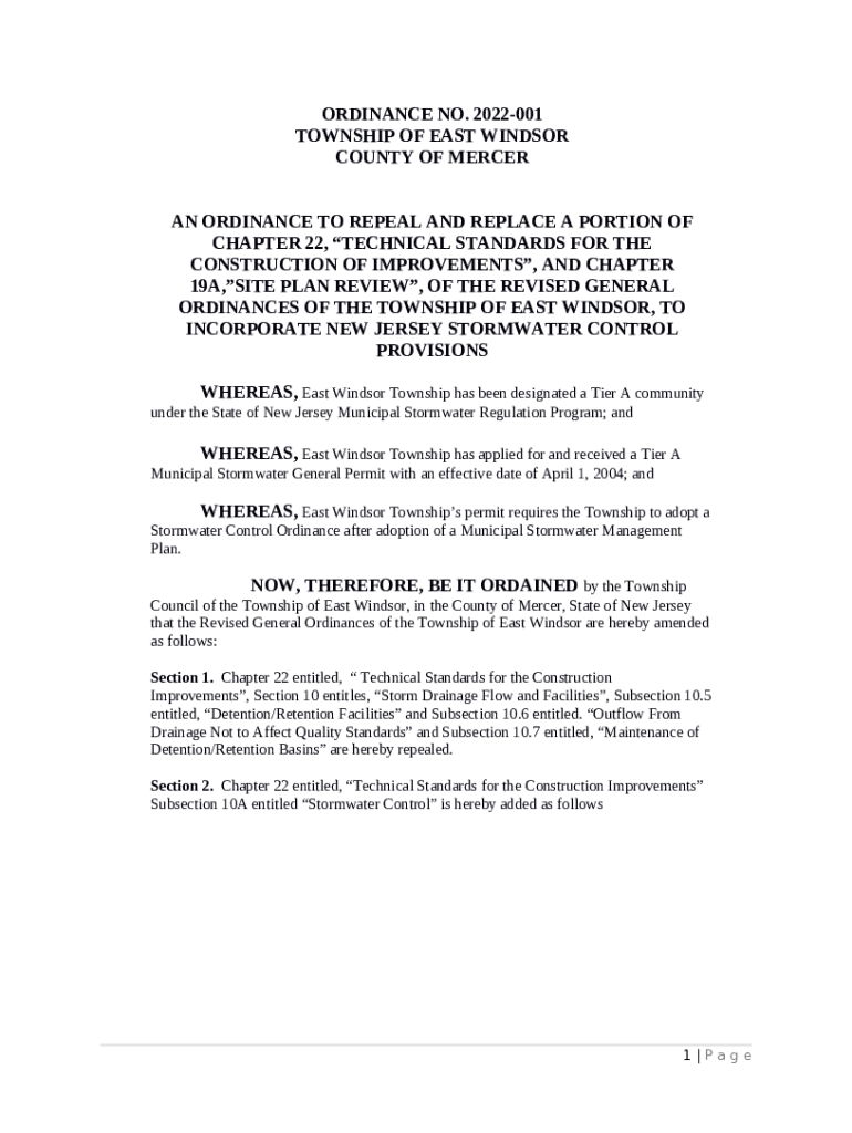 MODEL STORMWATER CONTROL ORDINANCE FOR ... Doc Template | pdfFiller