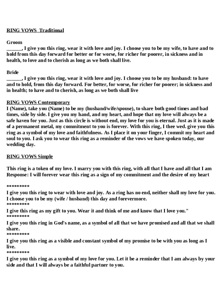 65 Romantic Wedding Vows That'll Inspire Your Love - o b5z Doc Template ...