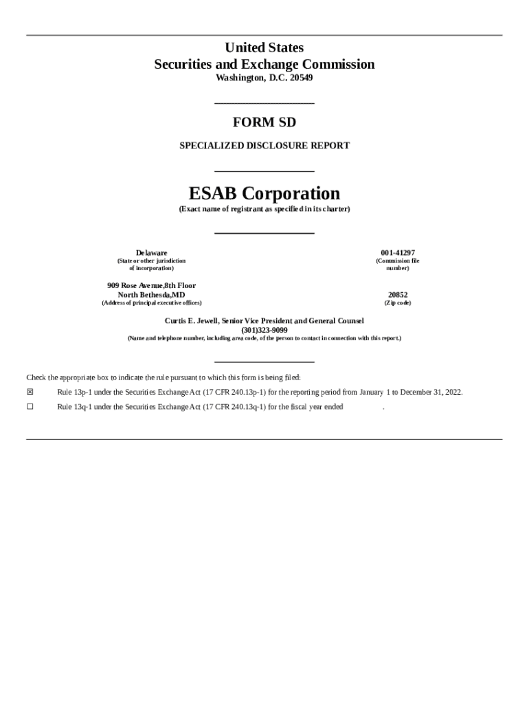 SD Specialized Disclosure Report General Cable ... Doc Template | pdfFiller