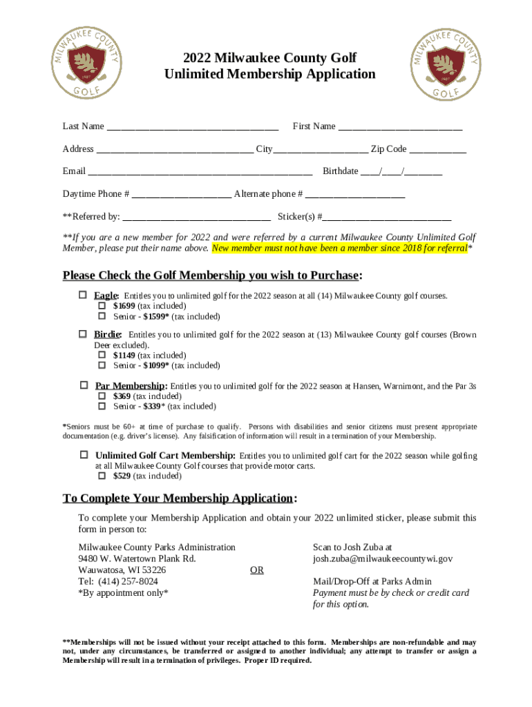 Unlimited-Golf Membership Doc Template | pdfFiller