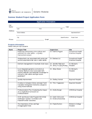 Summer Student Project Application Doc Template | pdfFiller