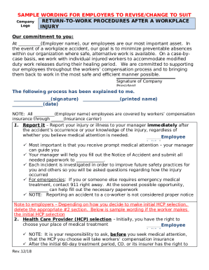 Return-to-Work Procedures: A Sample Doc Template | pdfFiller
