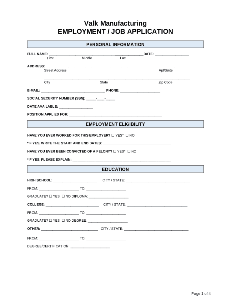 Valk Manufacturing Doc Template | pdfFiller