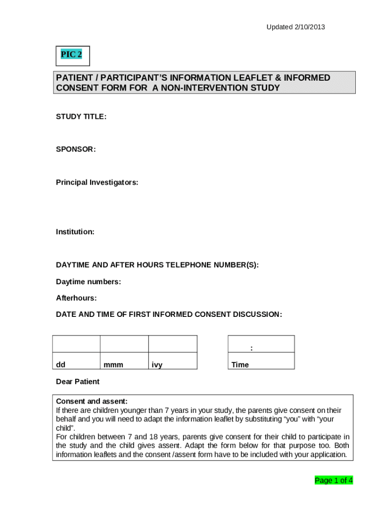 pic 2 patient / participant's ination leaflet & ... Doc Template | pdfFiller