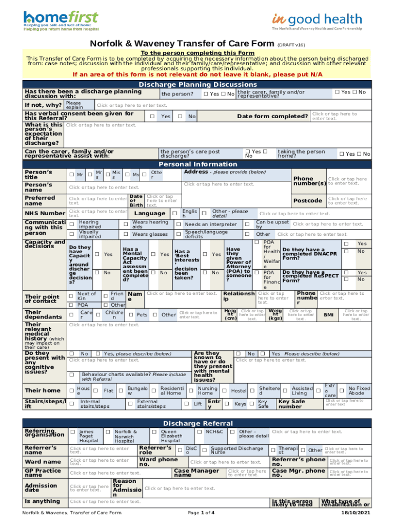 Hospital Rapid Discharge Team Occupational Therapy Report Doc Template ...