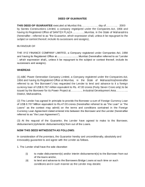 CORPORATE GUARANTEE TOWARDS ADVANCE Doc Template | pdfFiller