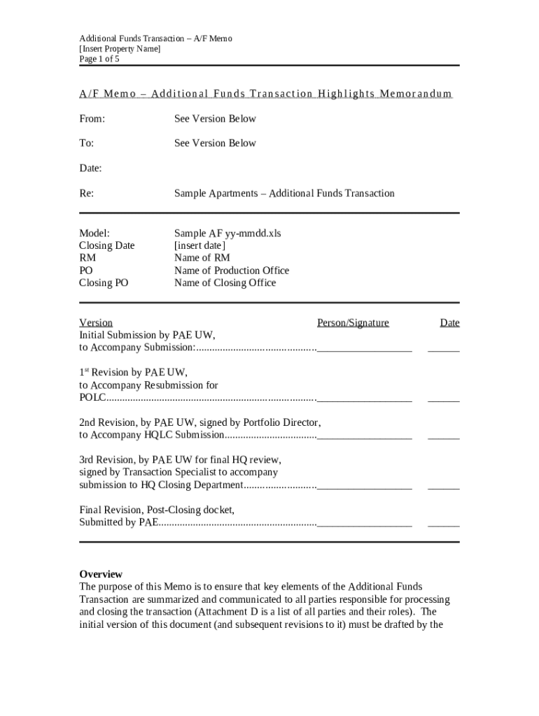 TransmittalAdditional Funds Transaction Doc Template | pdfFiller