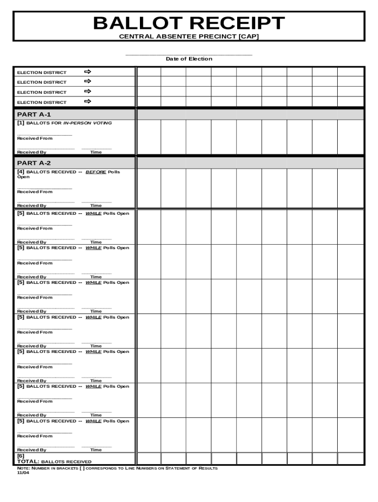 BALLOT RECEIPT Doc Template | pdfFiller