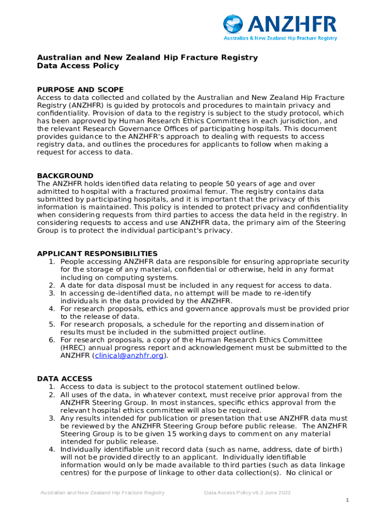 Australian and New Zealand Hip Fracture Registry Data ... Doc Template ...