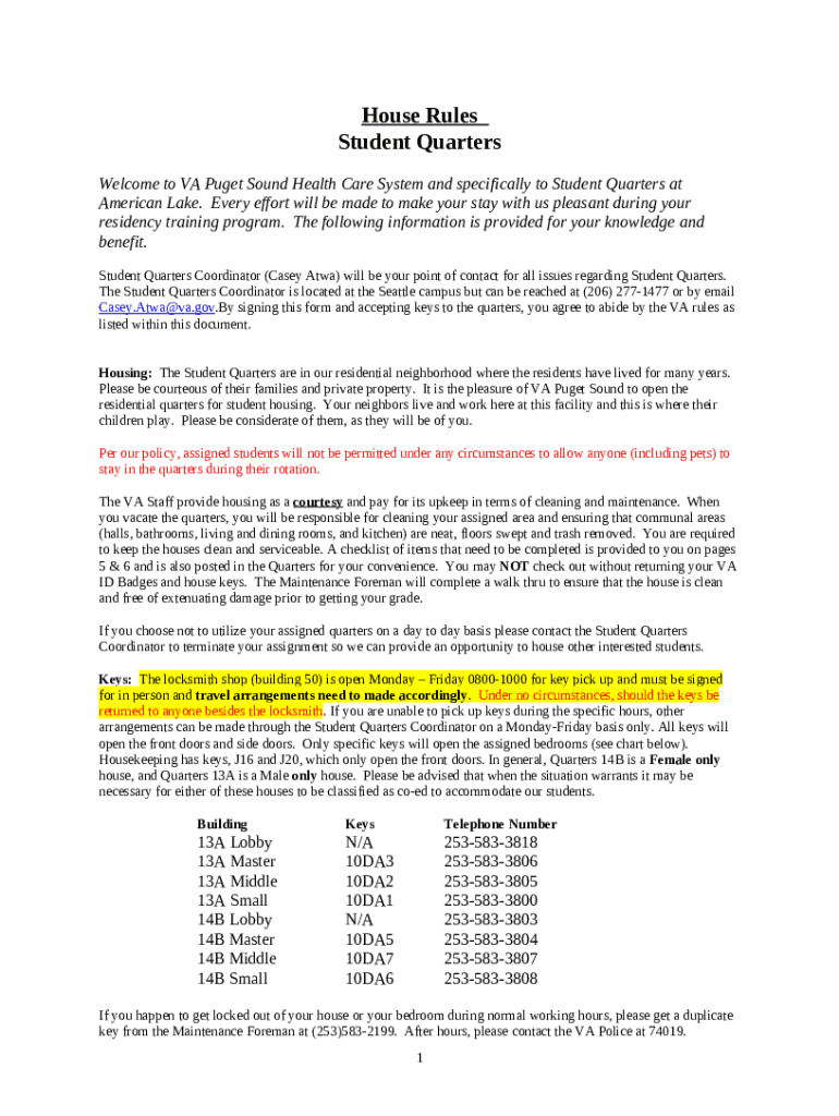 House Rules for Quarters 13A Doc Template | pdfFiller