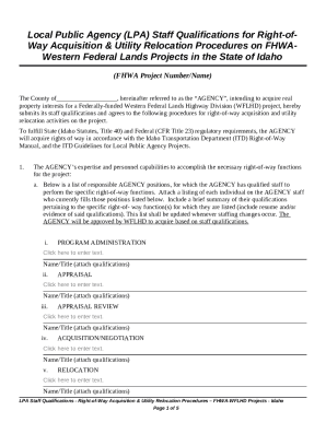 Local Public Agency (LPA) Staff Qualifications for Right-of-Way ...