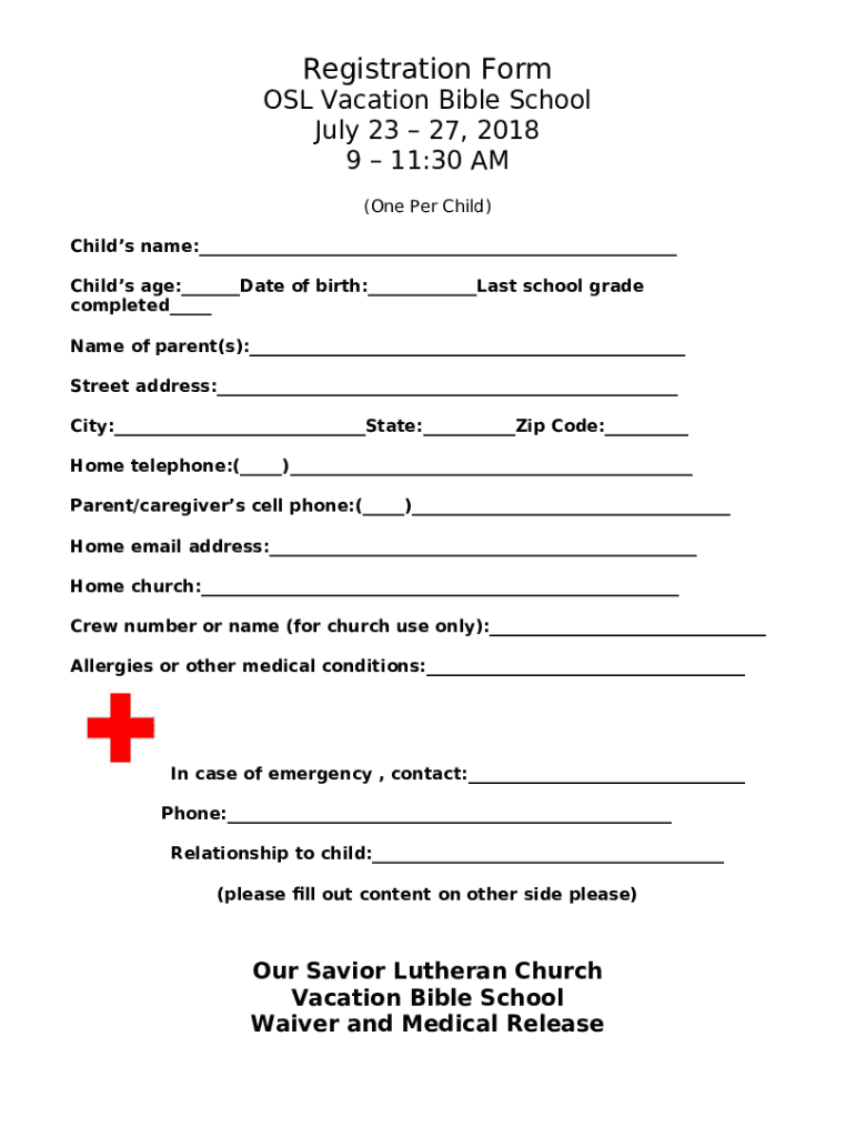 Vacation Bible School: Bible Boot Camp Registration Doc Template ...