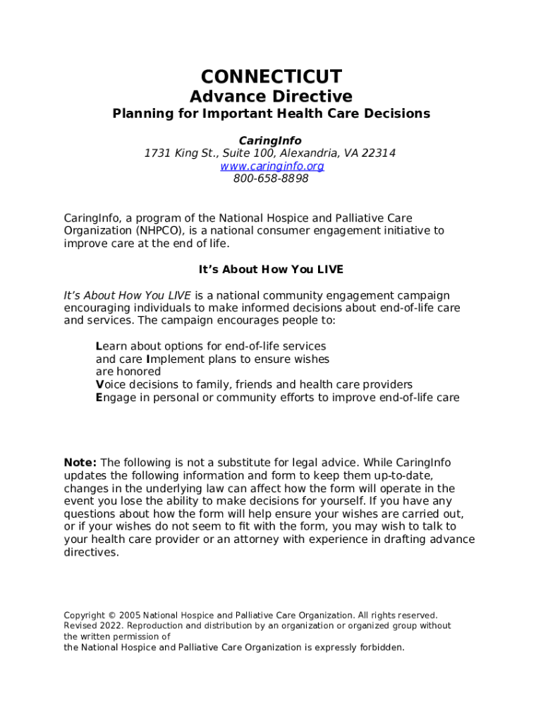 Advance Directive for Connecticut Doc Template | pdfFiller