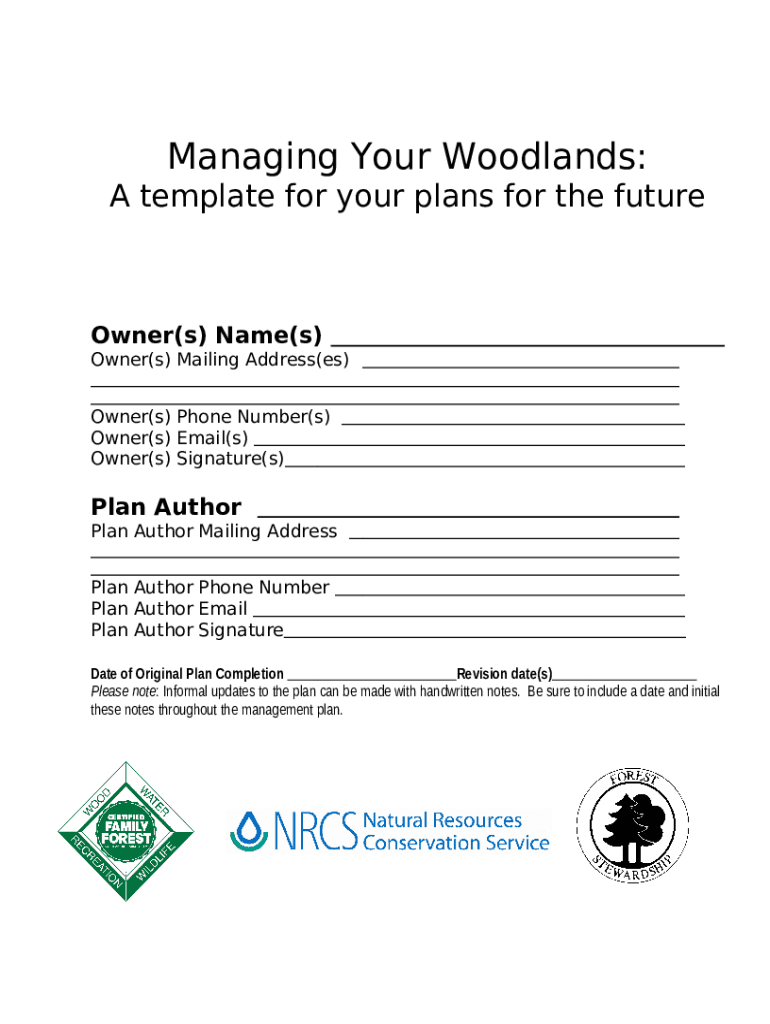 Managing Your Woodlands: A Template for Your Plans for ... Doc Template ...