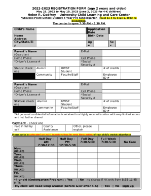 2 and Up REGISTRATION Doc Template | pdfFiller