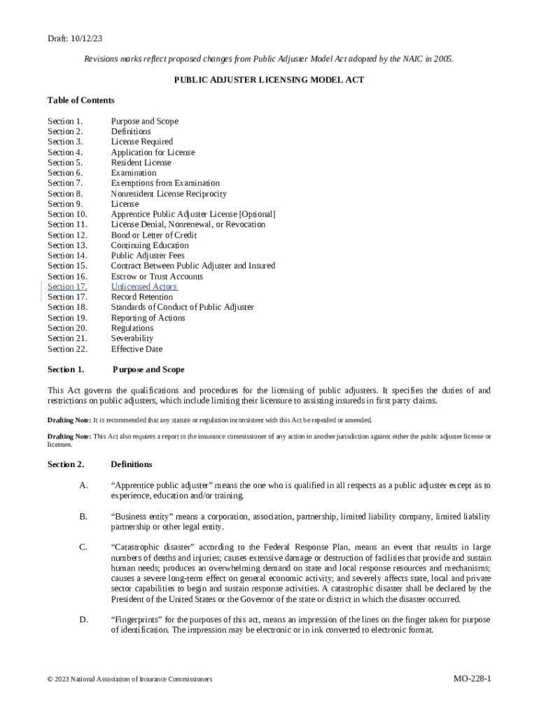 naic.org / public-adjuster-licensing-model-act-table-of ... Doc ...