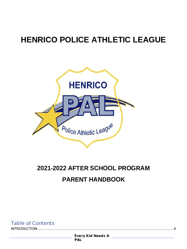 Between the pages of a... - Henrico Police Athletic League Doc Template | pdfFiller