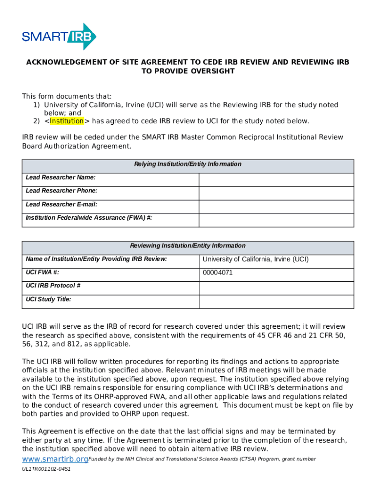 Template Letter: Acknowledgement of Site Agreement to ... - research ...