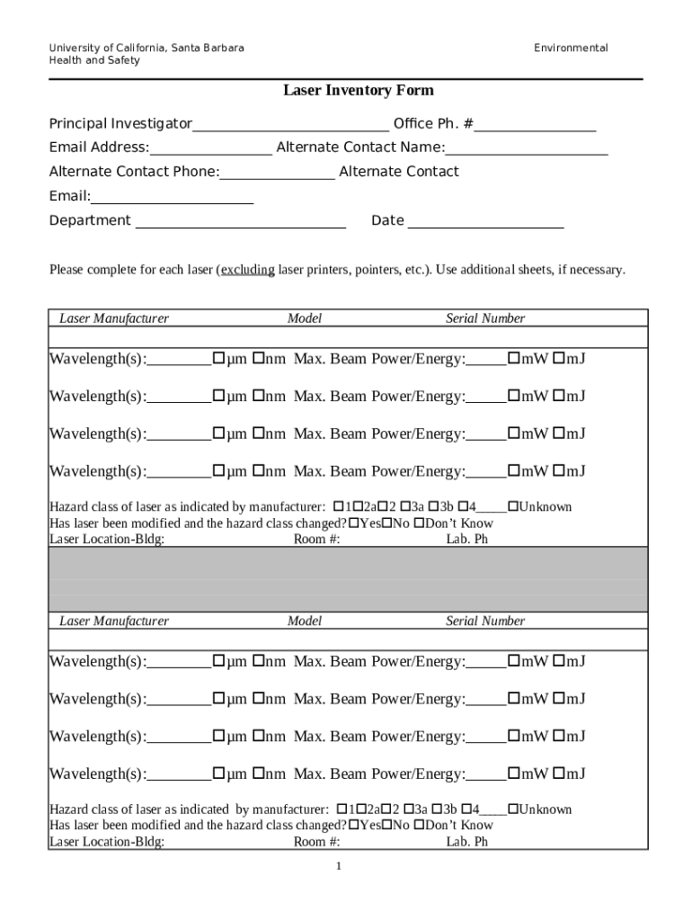 Laser Inventory Doc Template | pdfFiller