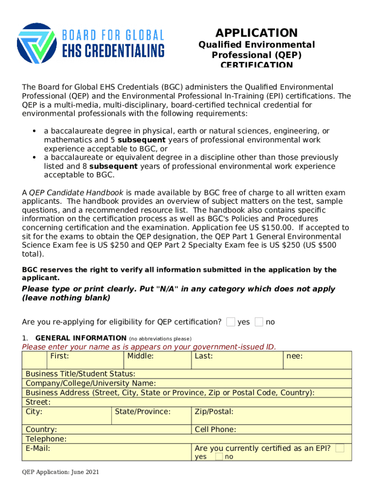 Environmental Professional In-Training (EPI) Doc Template | pdfFiller