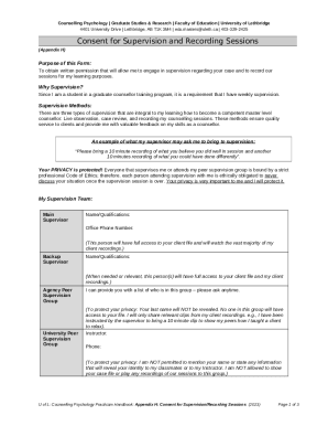 SAMPLE CLINICAL SUPERVISION CONTRACT* Date Doc Template | pdfFiller
