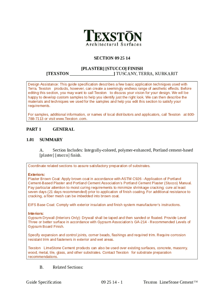 Technical Data - TexSton Terra Plaster and Stucco Finish Doc Template ...