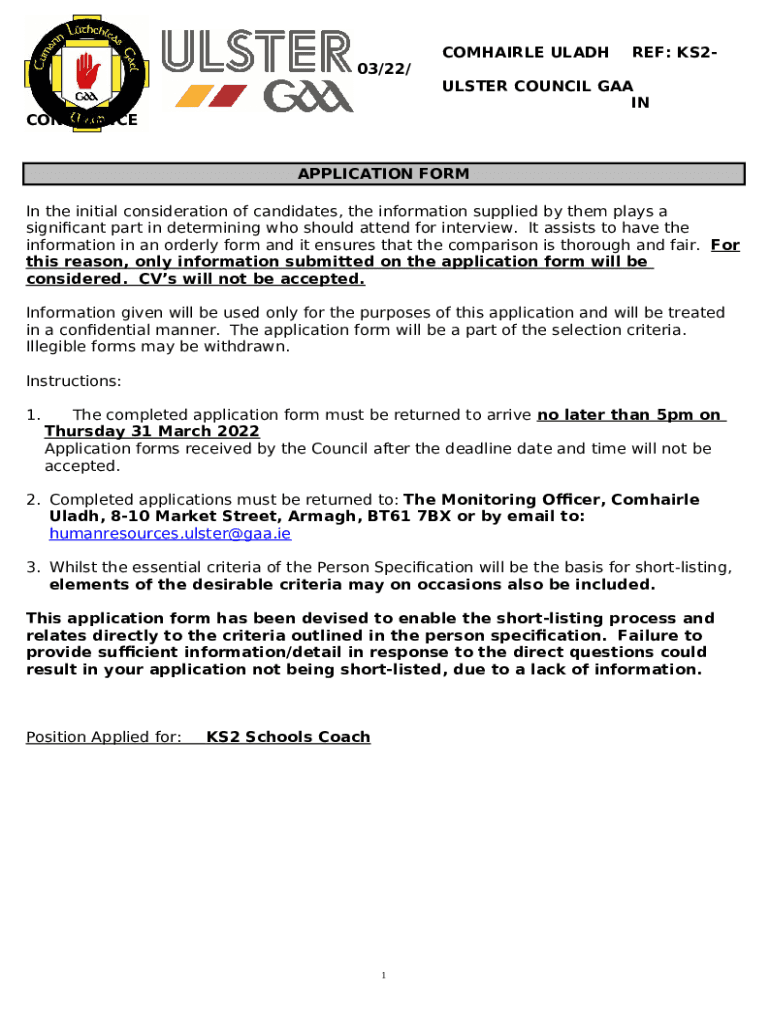 Application Education Assessor Ulster Gaa Doc Template Pdffiller