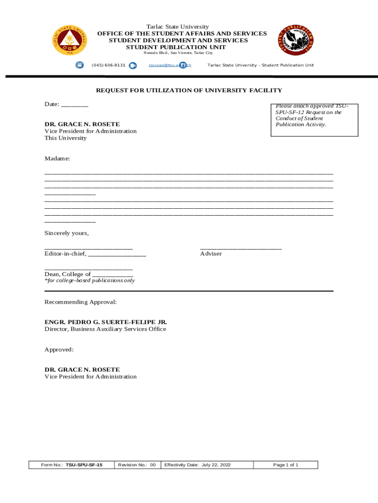 TSU-SOU-SF-09 Request Letter for Utilization of University ... Doc ...
