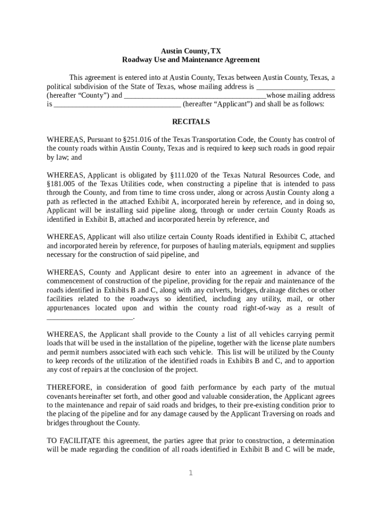 Austin County Road Use Maintenance AgreementFinal002.docx Doc Template ...