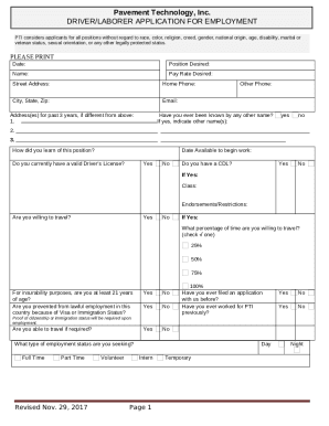 8 - APPLICATION FOR EMPLOYMENT Slaughter ... Doc Template | pdfFiller