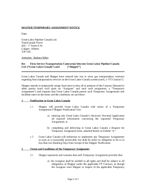 NOTICE TO FACILITATE TEMPORARY ASSIGNMENTS Doc Template | pdfFiller