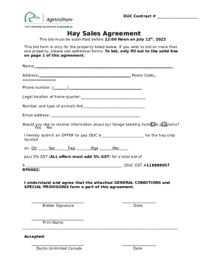 Hay Sales Agreement Doc Template | pdfFiller