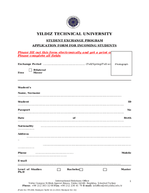 Student Exchange Program Application For Incoming ... Doc Template ...