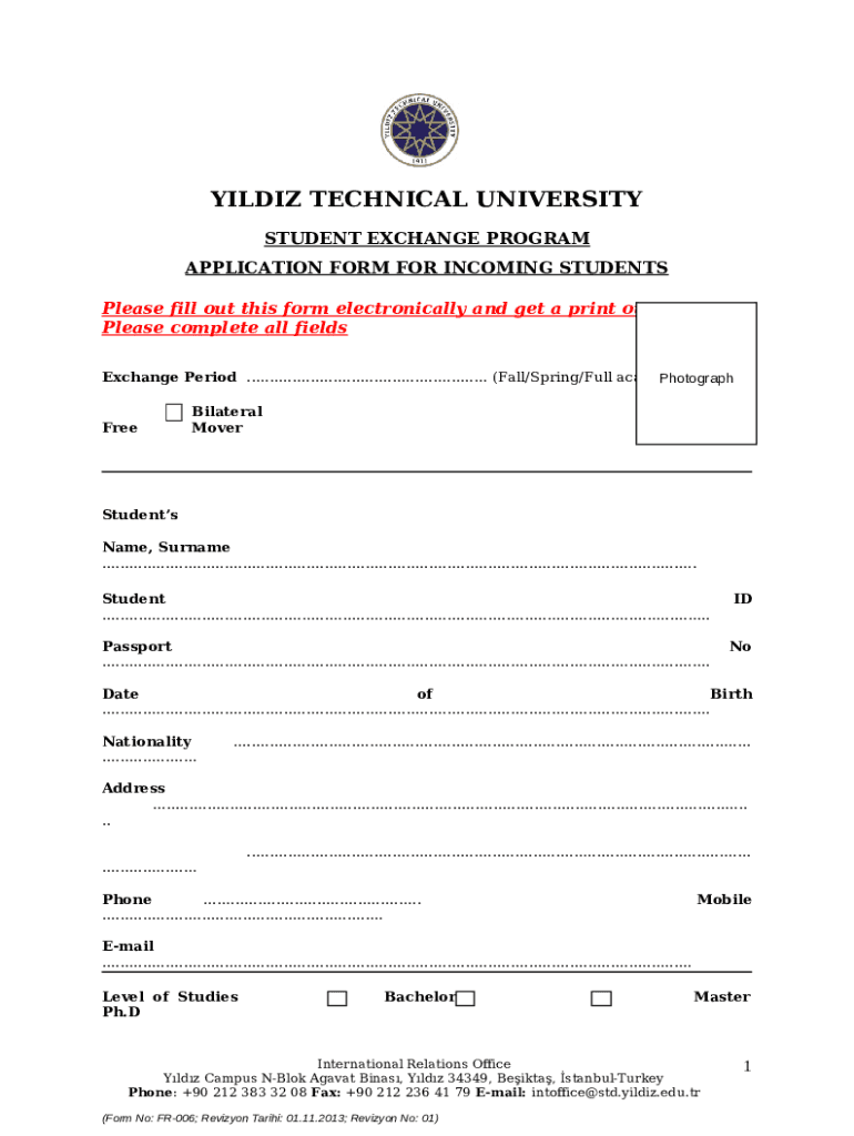 Student Exchange Program Application For Incoming ... Doc Template | pdfFiller