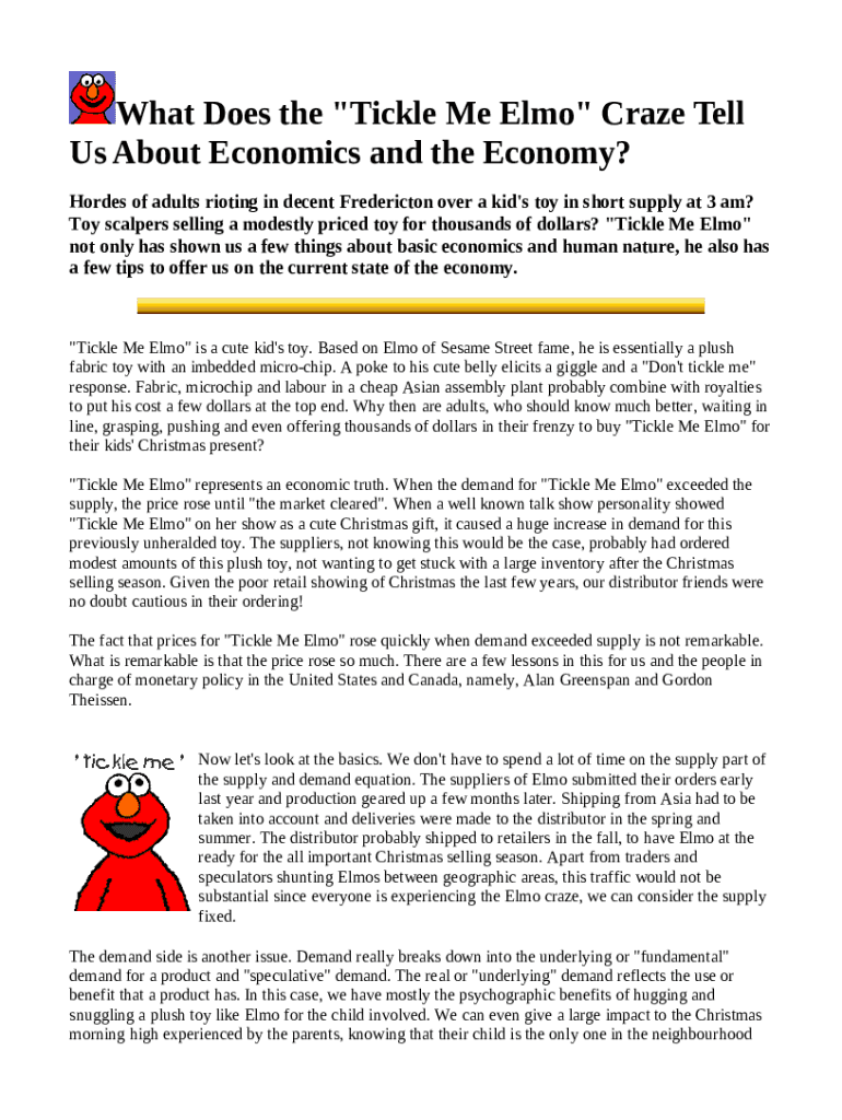 What Does the "Tickle Me Elmo" Craze Tell Us About Economics and the ...