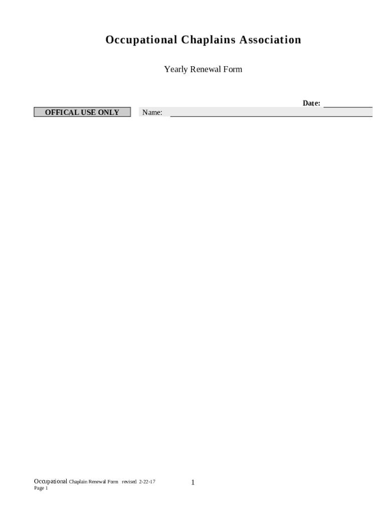 Chaplain Resources & Credential Renewal Doc Template | pdfFiller