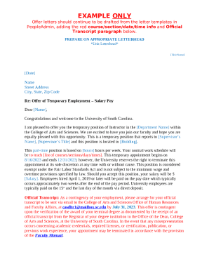 How To Write a Temporary Employment Offer Letter ... Doc Template ...