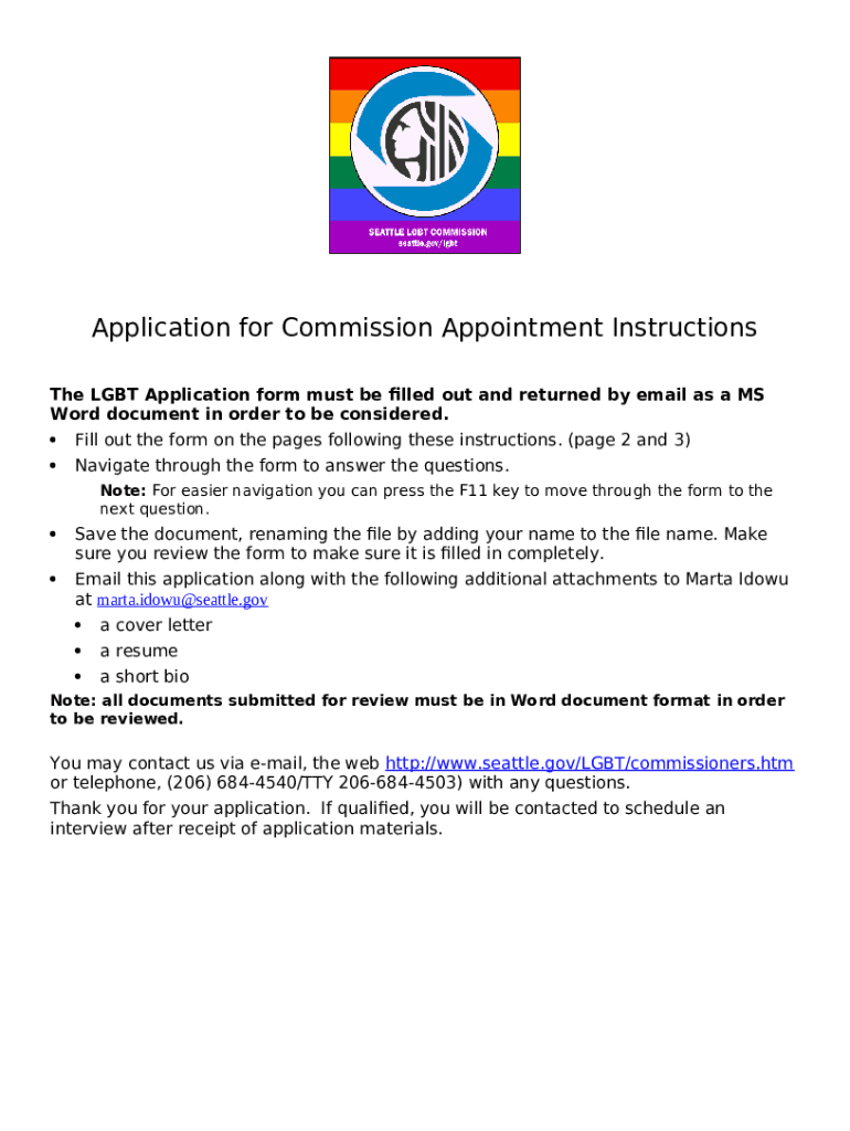 Online seattle Application for Commission Appointment ... Doc Template ...