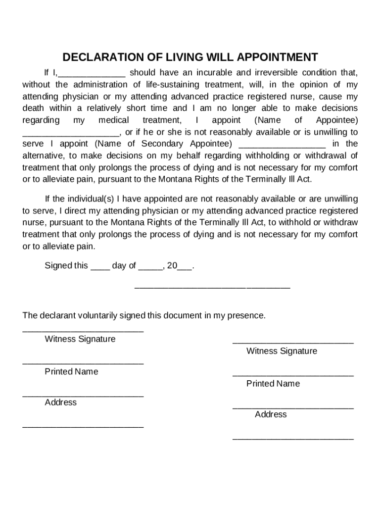 50-9-103 Declaration relating to use of life-sustaining ... - dphhs mt ...