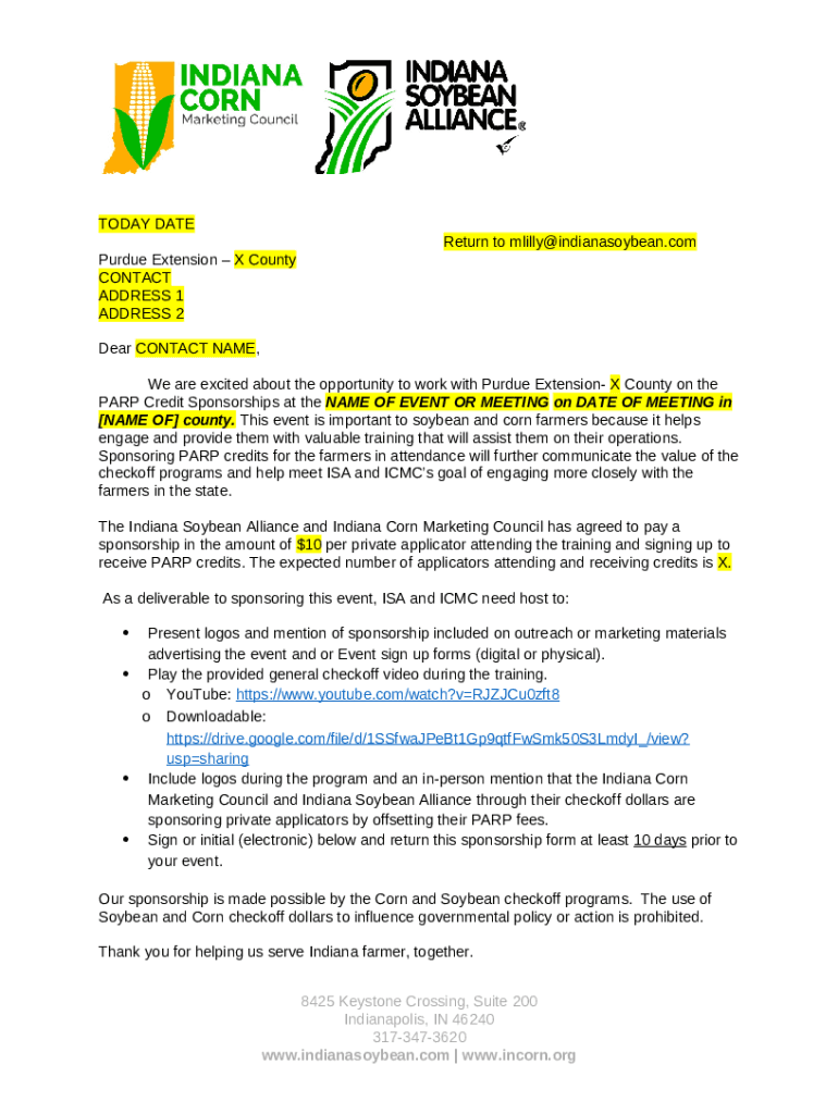 Indiana Corn and Soy - Serving Indiana Soybean Farmers - ag purdue Doc Template | pdfFiller