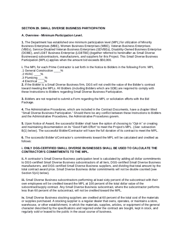 Small Diverse Business - PA Department of General Services Doc Template ...